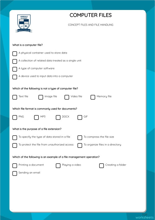 COMPUTER FILES. Interactive worksheet | TopWorksheets
