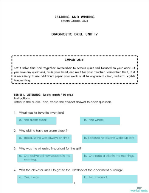 KC4-Unit 1 Test. Interactive worksheet | TopWorksheets