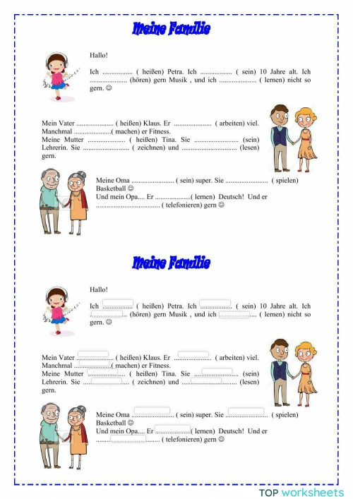 NJR Meine Familie A1. Interactive worksheet | TopWorksheets