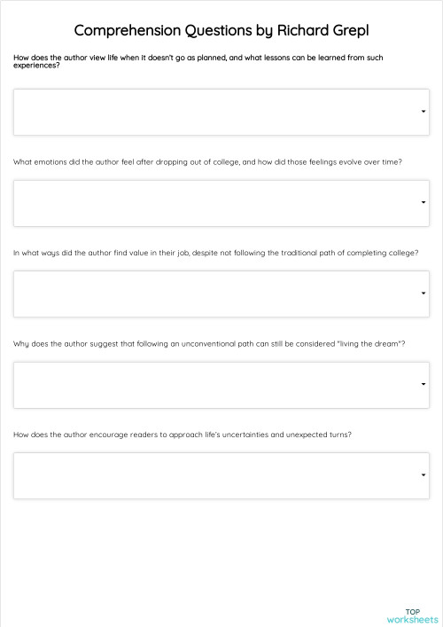 Rookie by Richard Grepl, A) Comprehension Questions. Interactive ...