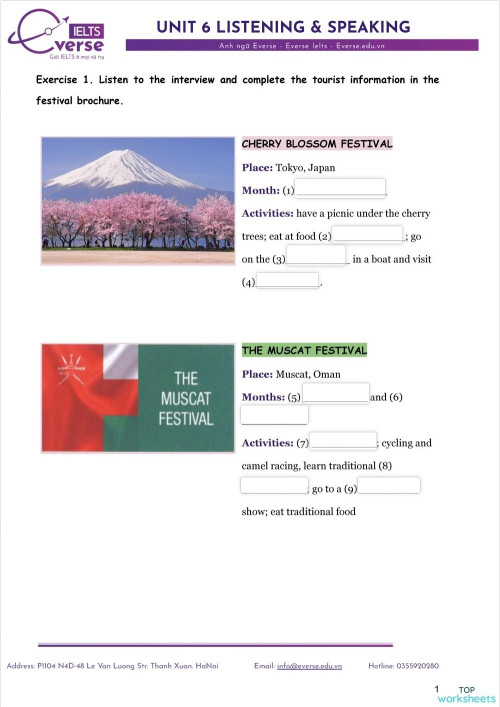 CORE 01 - HW - L&S - UNIT 6. FESTIVAL AND CELEBRATION. Interactive ...