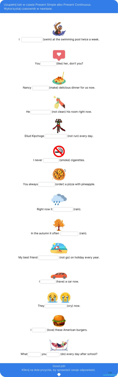 gramar - present cont vs simple - 3. Interactive worksheet | TopWorksheets