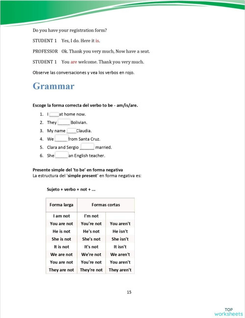 U2_Verb Be. Interactive worksheet | TopWorksheets