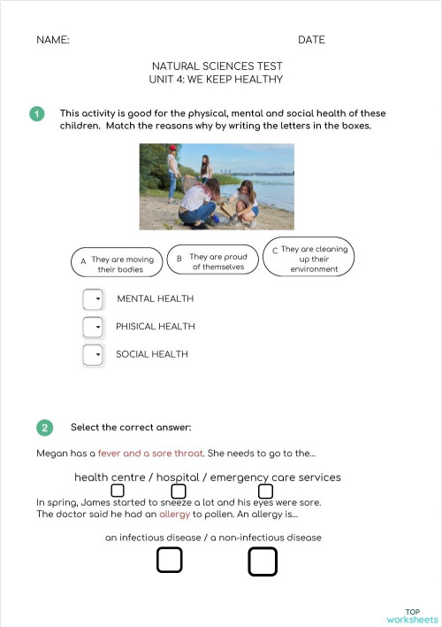 NATURAL TEST U-4. Interactive worksheet | TopWorksheets