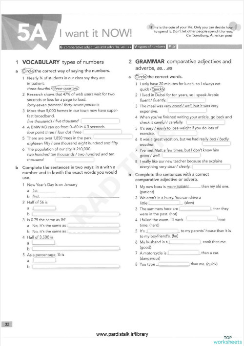 AEF2 - 5A - HW. Interactive worksheet | TopWorksheets