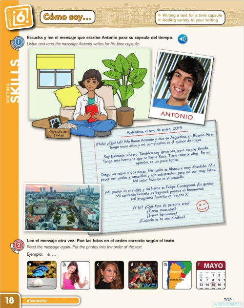 1. Mi vida 18 Viva 1. Ficha interactiva | TopWorksheets