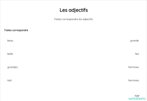 Les adjectifs. Fiche interactive | TopWorksheets