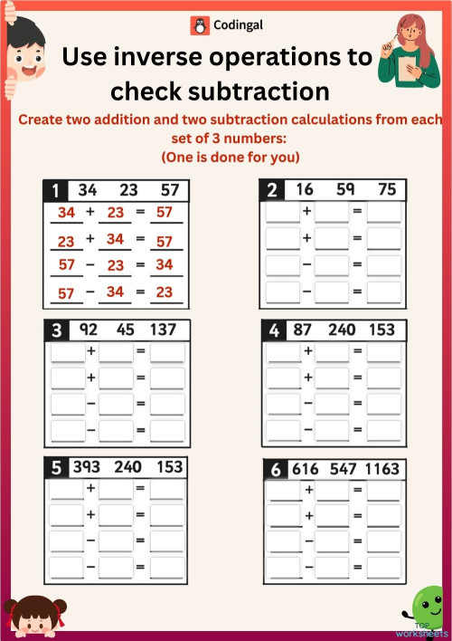 M_G03M13L28_WA02_Use_inverse_operations_to_check_subtraction_4. Interactive worksheet ...