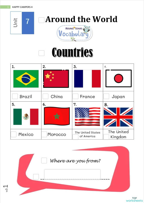 Unit 7 Around the World. Interactive worksheet | TopWorksheets