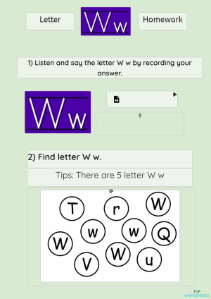 Letter W w (HW). Interactive worksheet | TopWorksheets