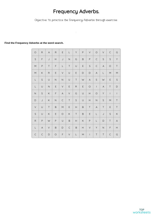 Frequency Adverbs.. Interactive worksheet | TopWorksheets