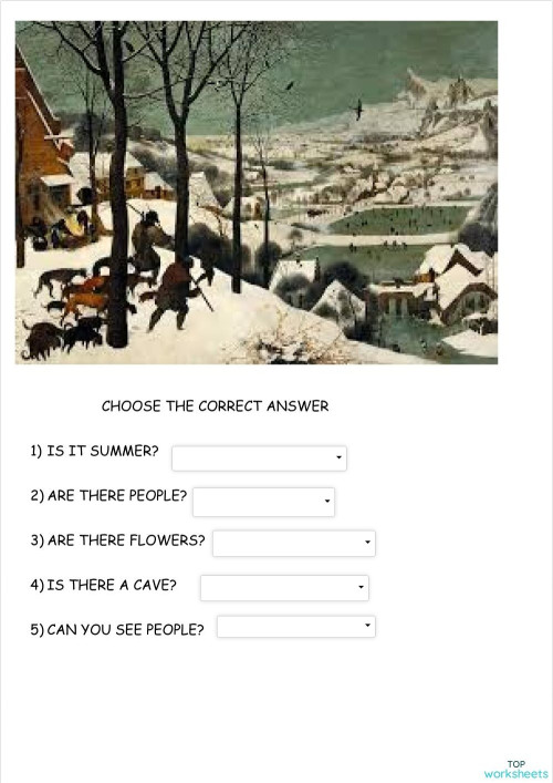 HUNTERS IN THE SNOW 5TH. Interactive worksheet | TopWorksheets