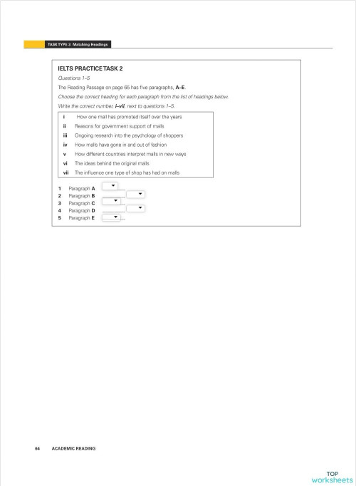 LESSON 7 - READING 2 - MATCHING HEADINGS - HOMEWORK. Interactive ...