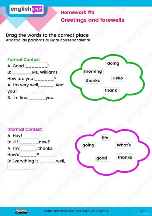 Lesson #1 - Homework #2. Ficha interactiva | TopWorksheets