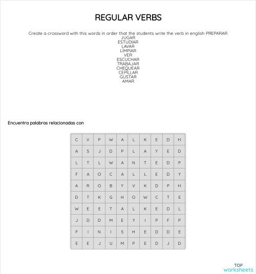 REGULAR VERBS. Interactive worksheet | TopWorksheets