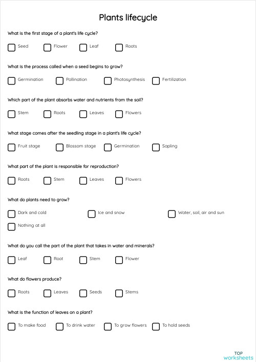 Flowering and Non-flowering plants. Interactive worksheet | TopWorksheets