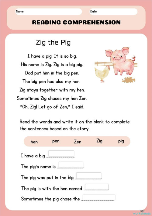 Reading Comprehension 1 A1. Interactive worksheet | TopWorksheets