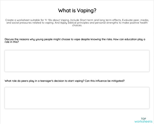 What is Vaping?. Interactive worksheet | TopWorksheets