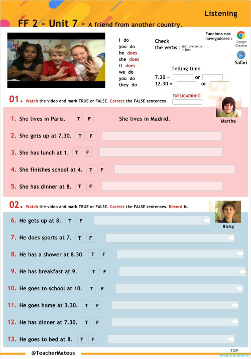 FF 2 - Unit 03 - 1 - Activities - Listening. Interactive worksheet ...