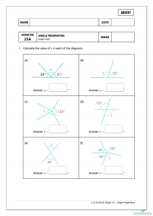 Angle Facts. Interactive worksheet | TopWorksheets