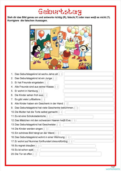 Interaktive Arbeitsblätter und Online-Übungen in deutsch | TopWorksheets