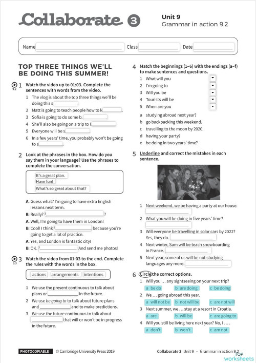 Collaborate 3 - Grammar In Action 9.1 - Be Going To and Present ...