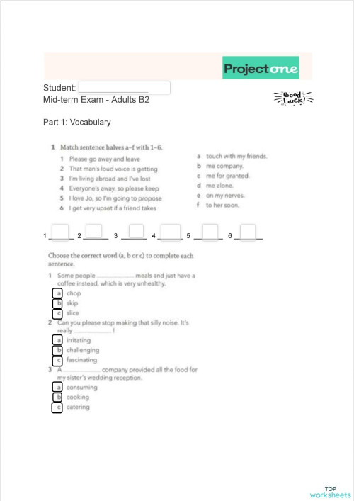 Compact First Mid term units 2-4. Interactive worksheet | TopWorksheets