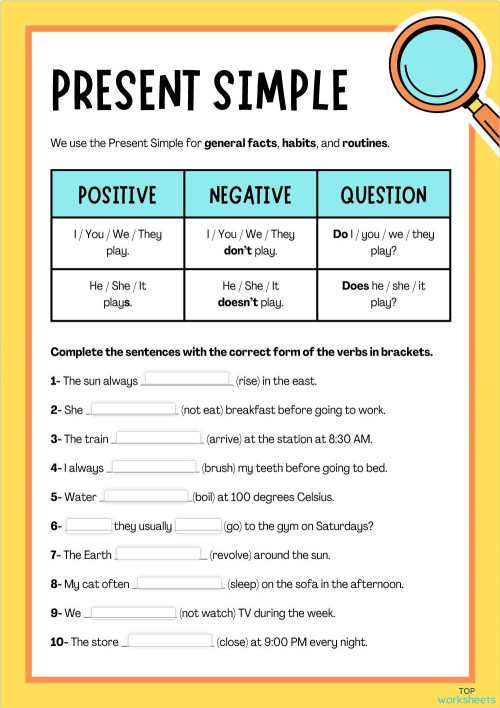 PRESENT SIMPLE. Interactive worksheet | TopWorksheets