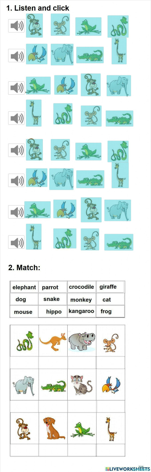 EN1_U5_Animals. Interactive worksheet | TopWorksheets