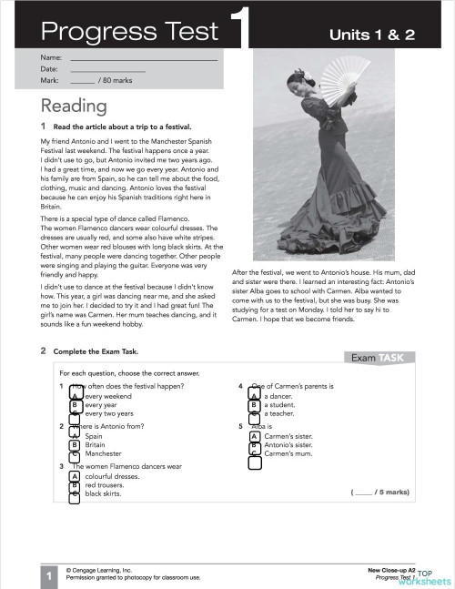 KET close up test 1: interactive worksheets and online exercises ...