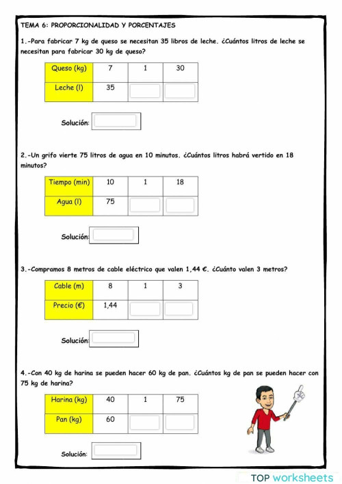 Ficha 3: proporcionalidad. Ficha interactiva | TopWorksheets