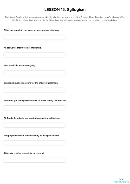 SYLLOGISM worksheet 1. Interactive worksheet | TopWorksheets