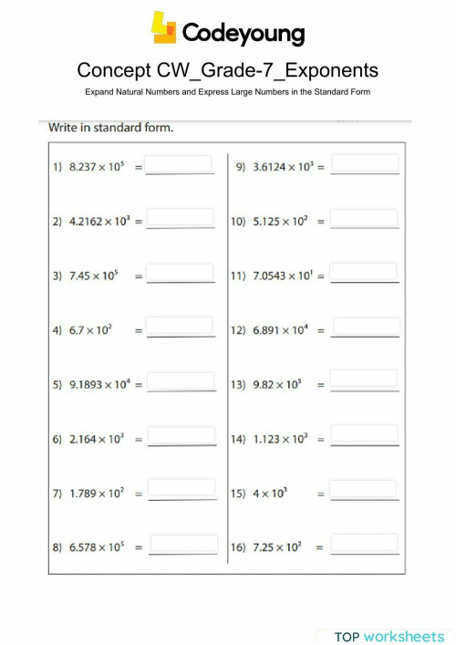 Expand Natural Numbers and Express Large Numbers in the Standard Form ...