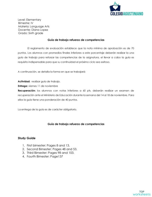 PMA 6to Language. Interactive worksheet | TopWorksheets