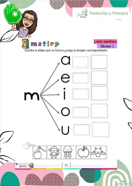La letra m y sus silabas. Ficha interactiva | TopWorksheets