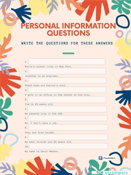 Questions present simple. Interactive worksheet | TopWorksheets