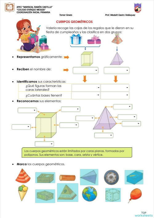 CUERPOS GEOMÉTRICOS. Ficha interactiva | TopWorksheets