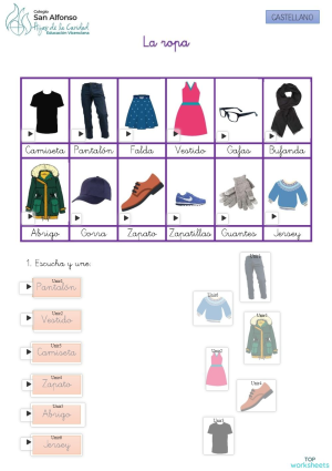 La ropa. Ficha interactiva | TopWorksheets