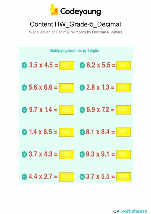 Content-HW-Multiplication of Decimal Numbers by Decimal Numbers Part 2 ...