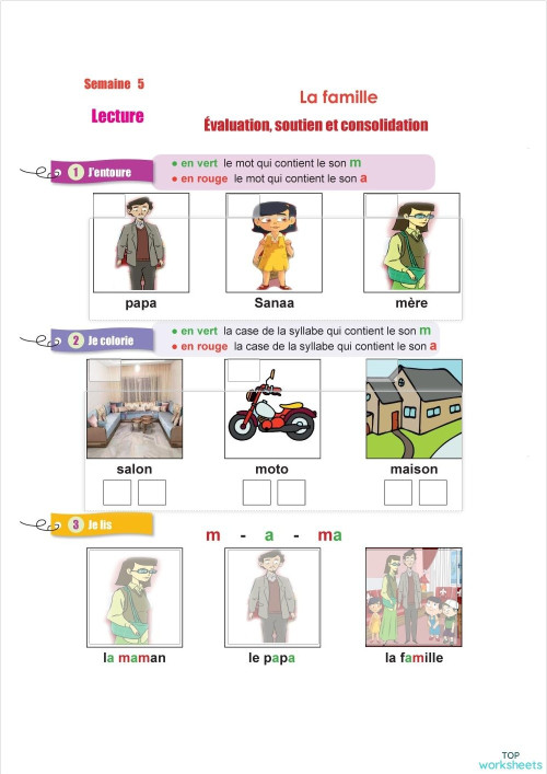 Évaluation, soutien et consolidation unité 1. Fiche interactive | TopWorksheets