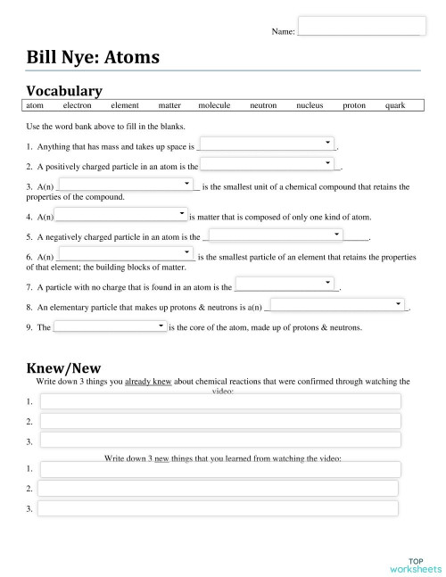 Bill Nye Phases Of Matter Worksheet Answer Key