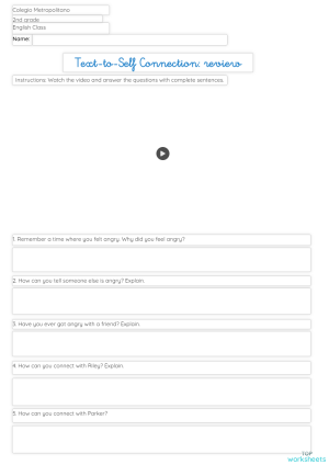 Review: Text-to-Self connection. Interactive worksheet | TopWorksheets