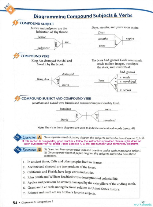 Unit 4: Diagramming ..... Pg 54-55. Interactive worksheet | TopWorksheets