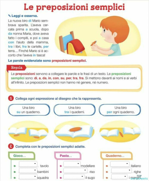 preposizioni 1. Scheda interattiva | TopWorksheets