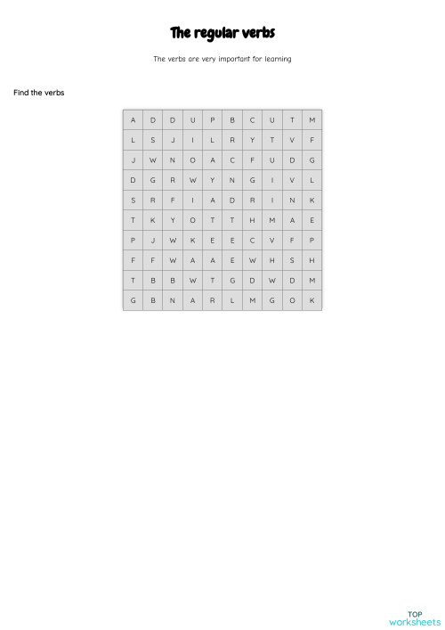 The regular verbs. Interactive worksheet | TopWorksheets