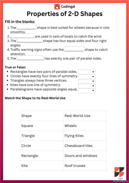 M_G05M19L55_WE01_Properties_of_Two-Dimensional_Shapes_5. Interactive worksheet | TopWorksheets