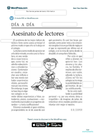 Partes de un texto informativo. Ficha interactiva | TopWorksheets