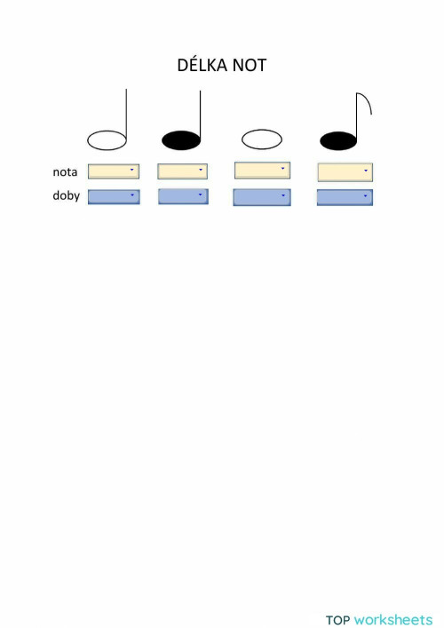 Délka not. Interaktivní pracovní list | TopWorksheets