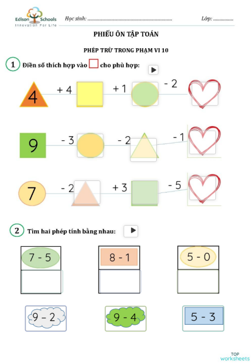 Interactive worksheets and online exercises in vietnamese | TopWorksheets