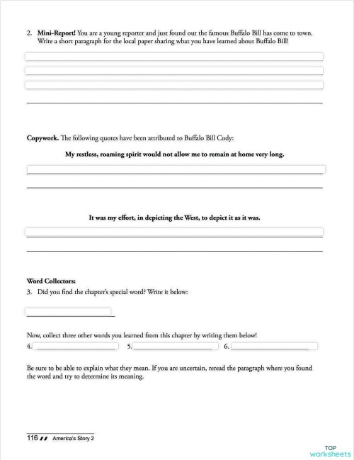 Chapter 10: Mini Report Pg 116. Interactive worksheet | TopWorksheets